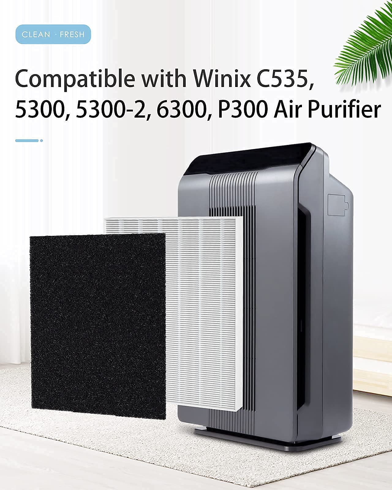 4 HEPA +4 Carbon Prefilter Compatible with Winix C535, 5300-2, P300, 5300, Repalce 115115