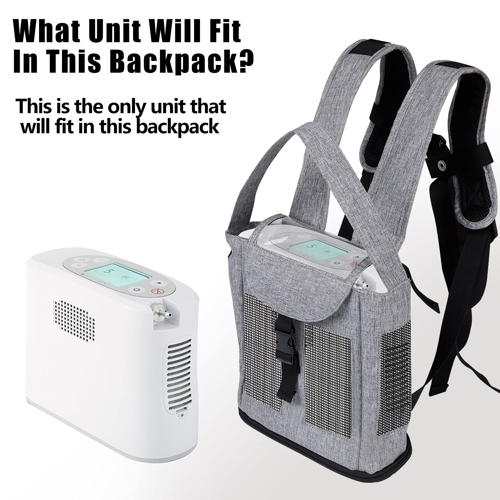 Yxmeiguo Lightweight Portable Oxygen Concentrator Backpack for G3 Unit, Breathable & Comfortable POC Carrying Bag with Mesh Panels, Water Resistant Oxygen Backpack (GRAY)