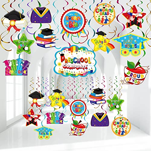 Yisong 46 Pieces Preschool Graduate Party Decorations Kindergarten Graduation Party Congrats Hanging Swirl for Pre Elementary Celebration Graduation Party Class of 2023 Ceremony School Party Supplies
