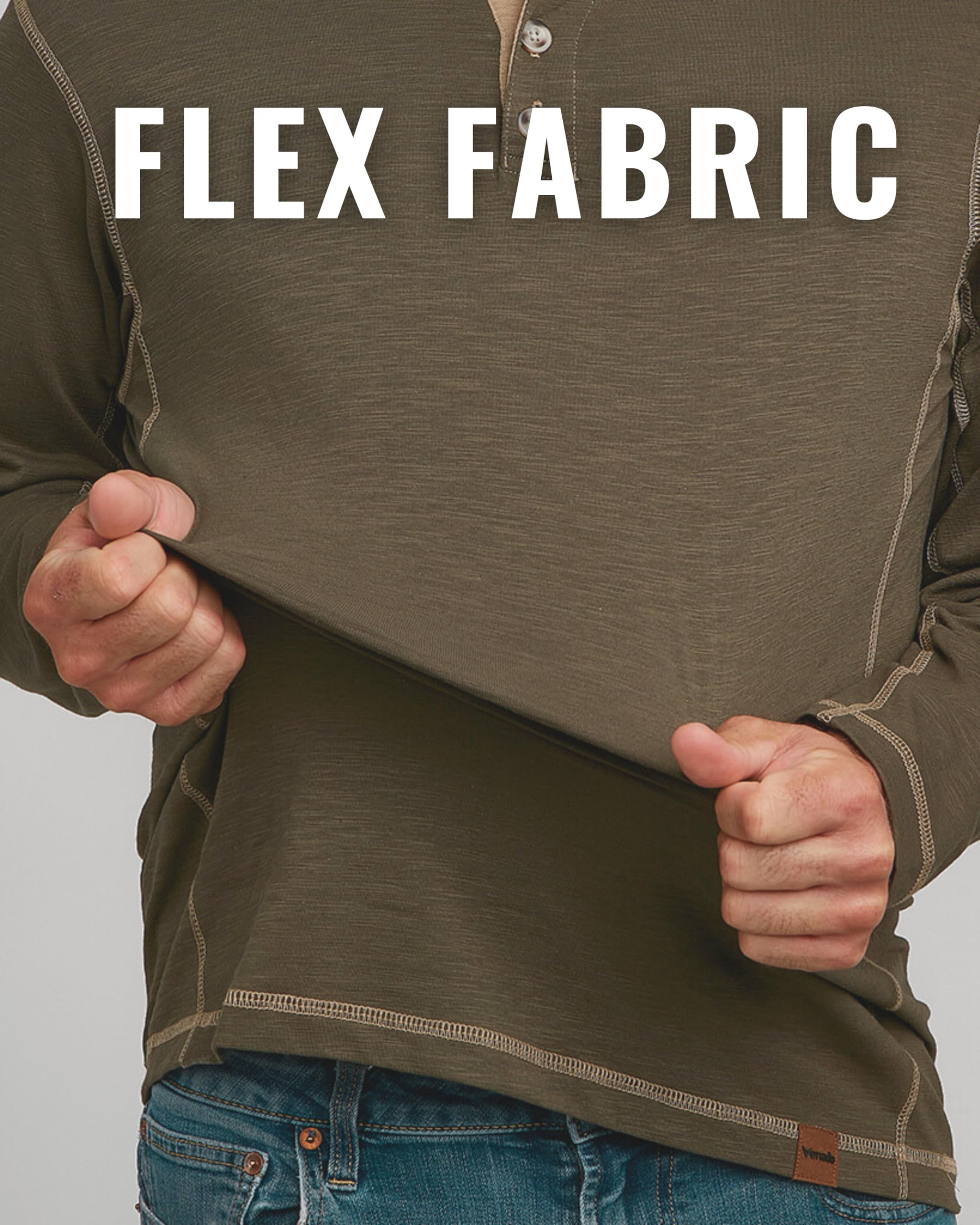 Venado Long Sleeve Shirts for Men – Flex Henley Shirts for Men Outdoor Wear (X-Large, Army)