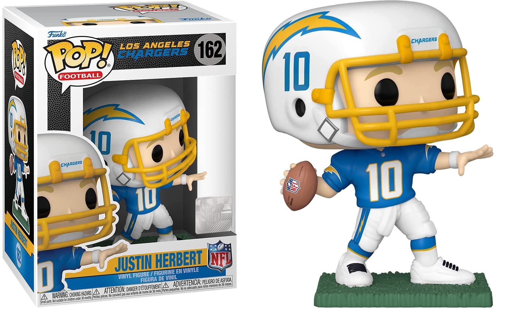 FunK0Protector Pop NFL: Justin Herbert Los Angeles Pop # 162 Vinyl Figure Bundled with EcoTek Pop Protector