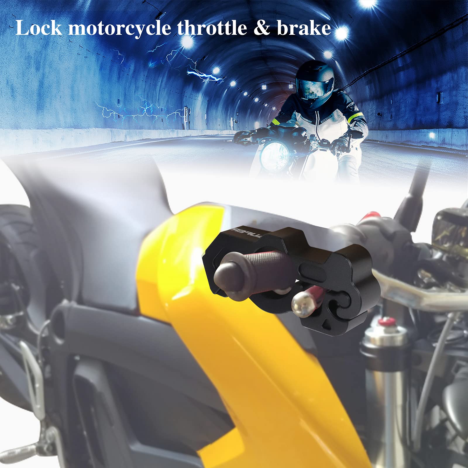 AUFER Universal Heavy Duty Motorcycle Grip Lock Handlebar Lock Throttle Lock Anti Theft Brake Lever Locking Compatible with for Motorbike Sports Bikes Scooter Mopeds ATVs (Black)