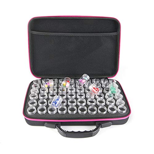 EVA Storage Box 60 Slot Diamond Painting Storage Case Tool Diamond Painting Bag Beads Organizer Accessories 60 Grids Shockproof High Capacity Hand Bag Zipper Design(Blue)