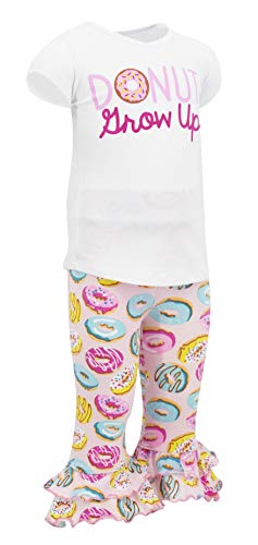 Unique Baby Girls Donut Grow Up Birthday Ruffle Pant Outfit (2t)