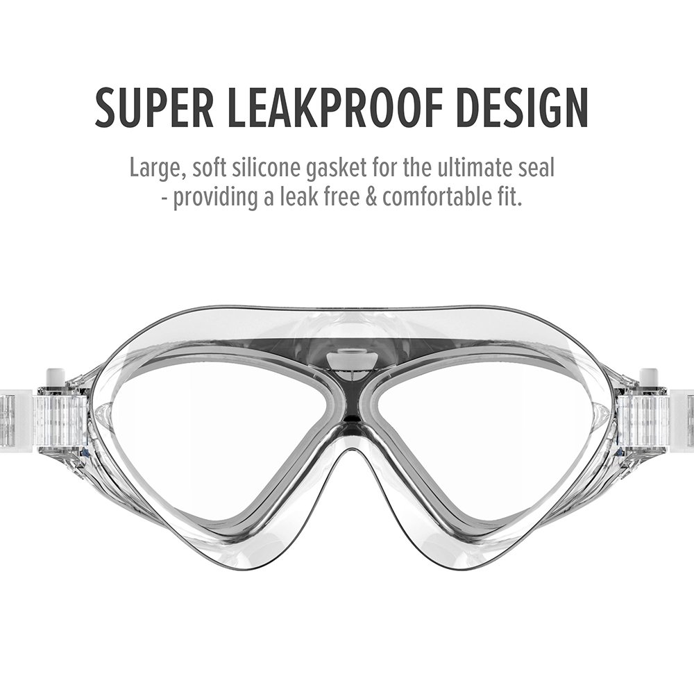 OutdoorMaster Swim Mask - Wide View Swimming Mask & Goggles Anti-fog Waterproof Black