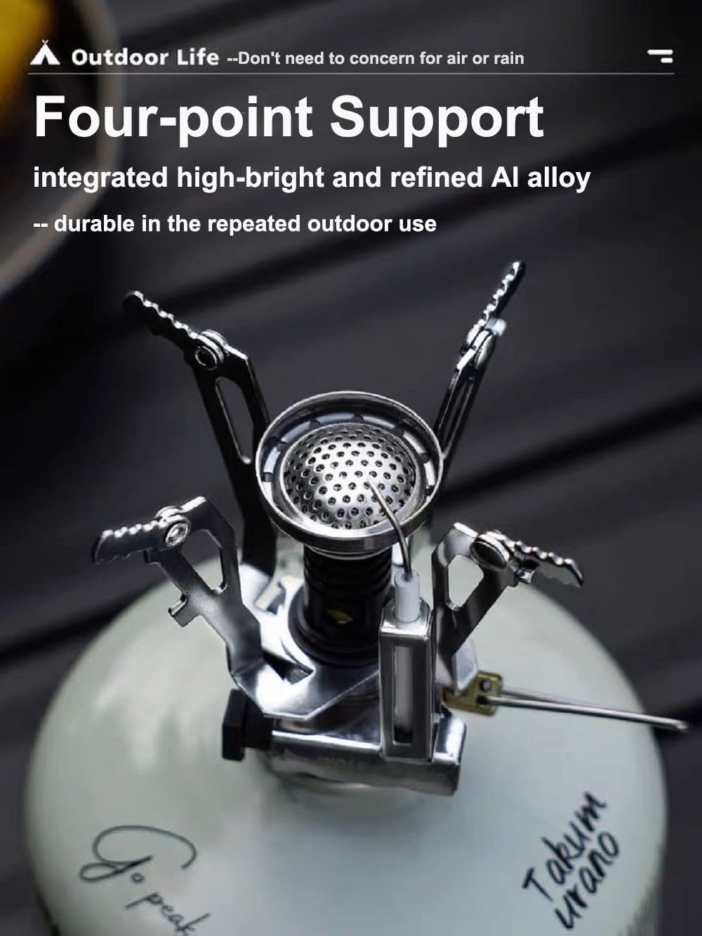 Camping Stove Portable Backpacking Stoves - Backpack Camp Stove with Piezo Ignition Stable Support Wind resistance Gas Stove Backpacking Gear for Camping Hiking Outdoor Cooking