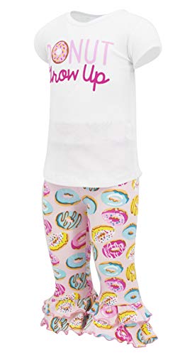 Unique Baby Girls Donut Grow Up Birthday Ruffle Pant Outfit (2t)
