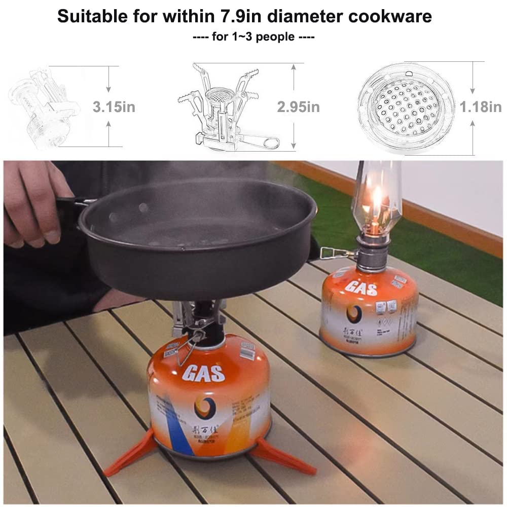 Camping Stove Portable Backpacking Stoves - Backpack Camp Stove with Piezo Ignition Stable Support Wind resistance Gas Stove Backpacking Gear for Camping Hiking Outdoor Cooking