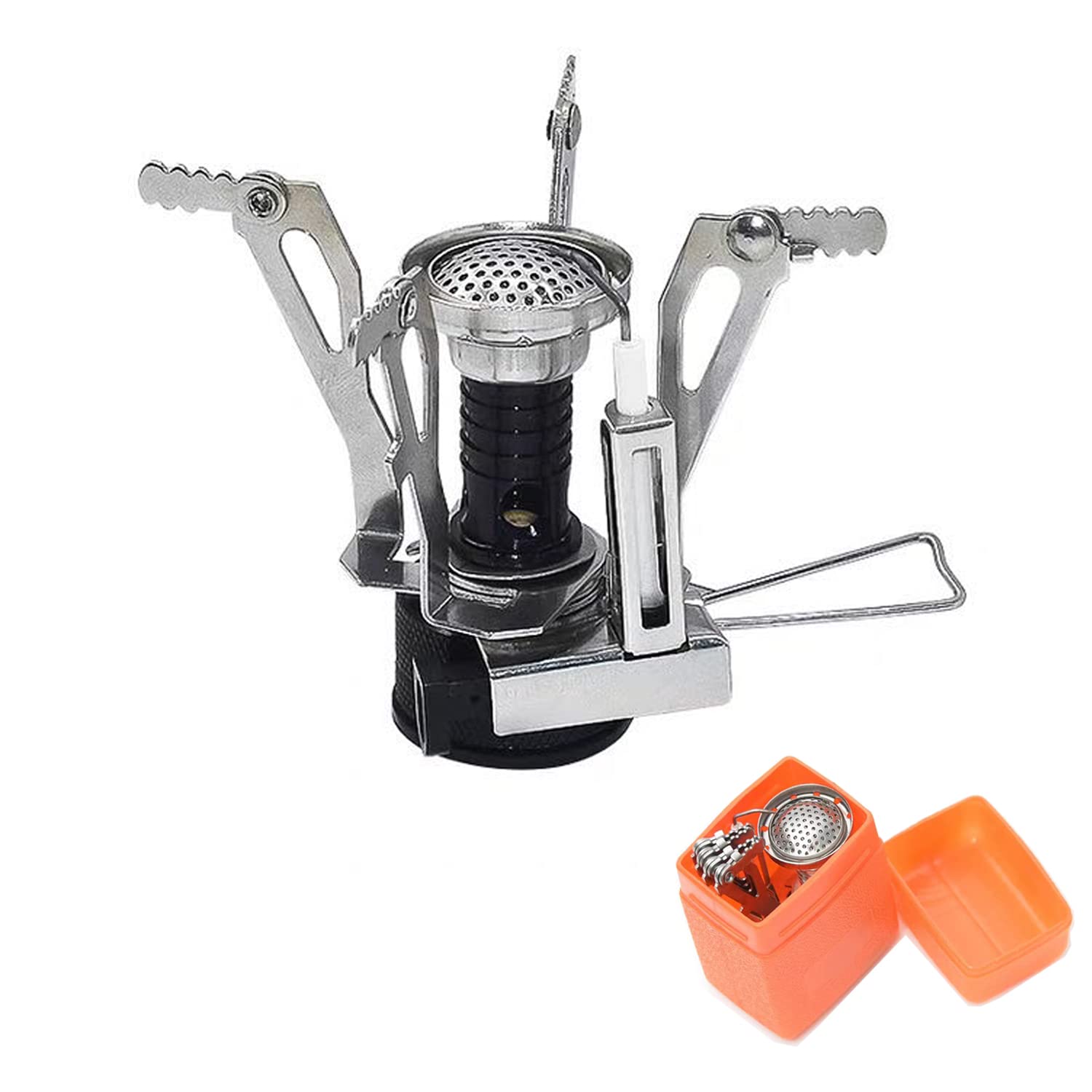 Camping Stove Portable Backpacking Stoves - Backpack Camp Stove with Piezo Ignition Stable Support Wind resistance Gas Stove Backpacking Gear for Camping Hiking Outdoor Cooking