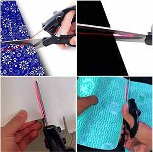 Eatbuy Guided Scissors - Pro Sewing Laser Guided Scissors Fabric Scissors, Cut Straight Fast Fabrics Paper Crafts Art, for Fabrics, Paper, Crafts Cutting