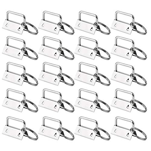 50 Sets Key Fob Hardware Key Fob Keychain Wristlet with Split Ring 1 Inch by HRLORKC