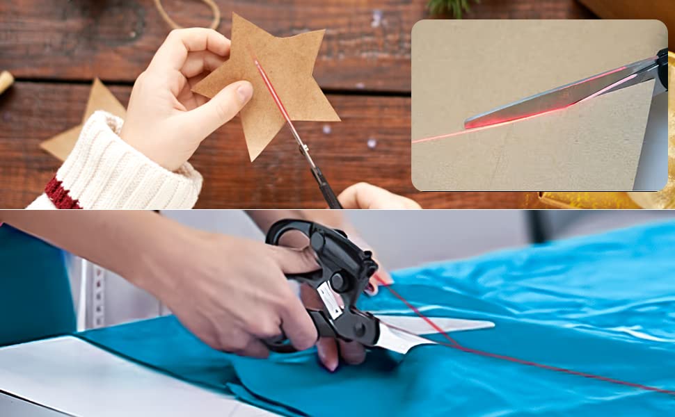 Eatbuy Guided Scissors - Pro Sewing Laser Guided Scissors Fabric Scissors, Cut Straight Fast Fabrics Paper Crafts Art, for Fabrics, Paper, Crafts Cutting