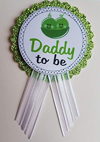 Twin Baby Shower Party Sash & Pin for Mom and Daddy to Be"Two Peas in My Pod"