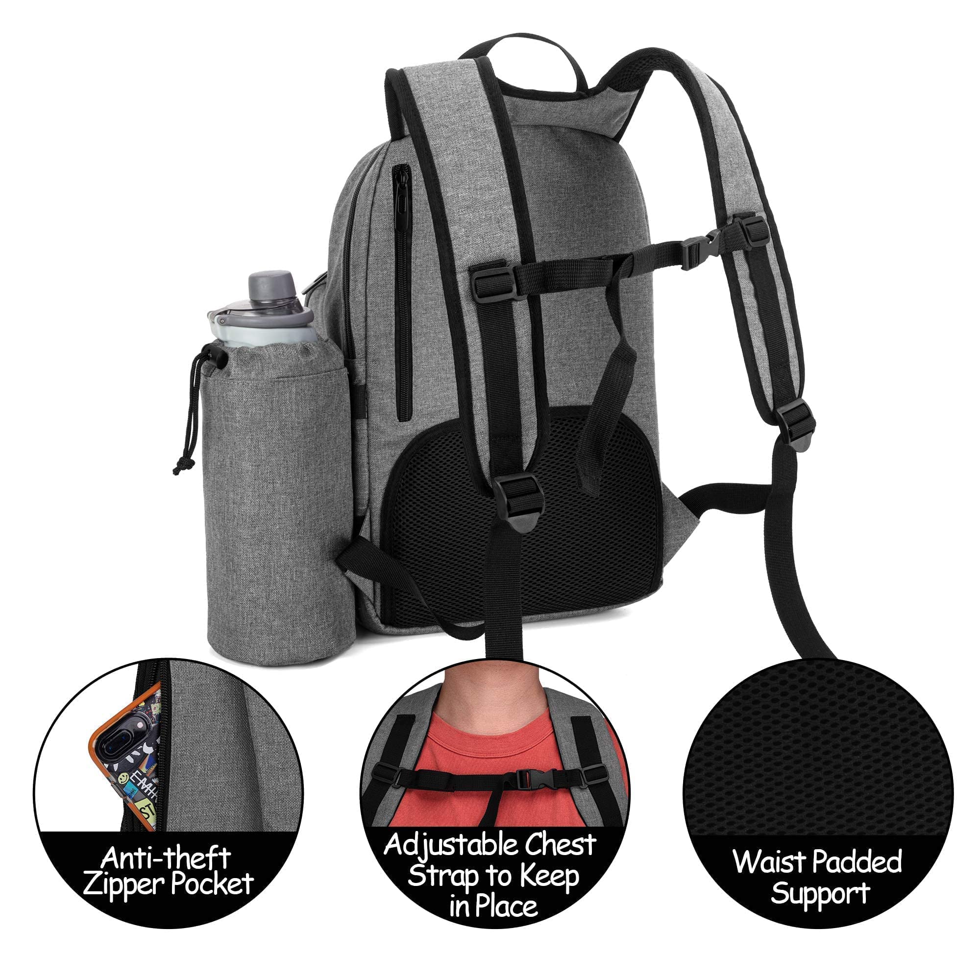 CURMIO Portable Oxygen Concentrator Backpack, POC Carrying Bag Compatible with Inogen, OxyGo and Caire Units, Bag Only, Gray (Patented Design)