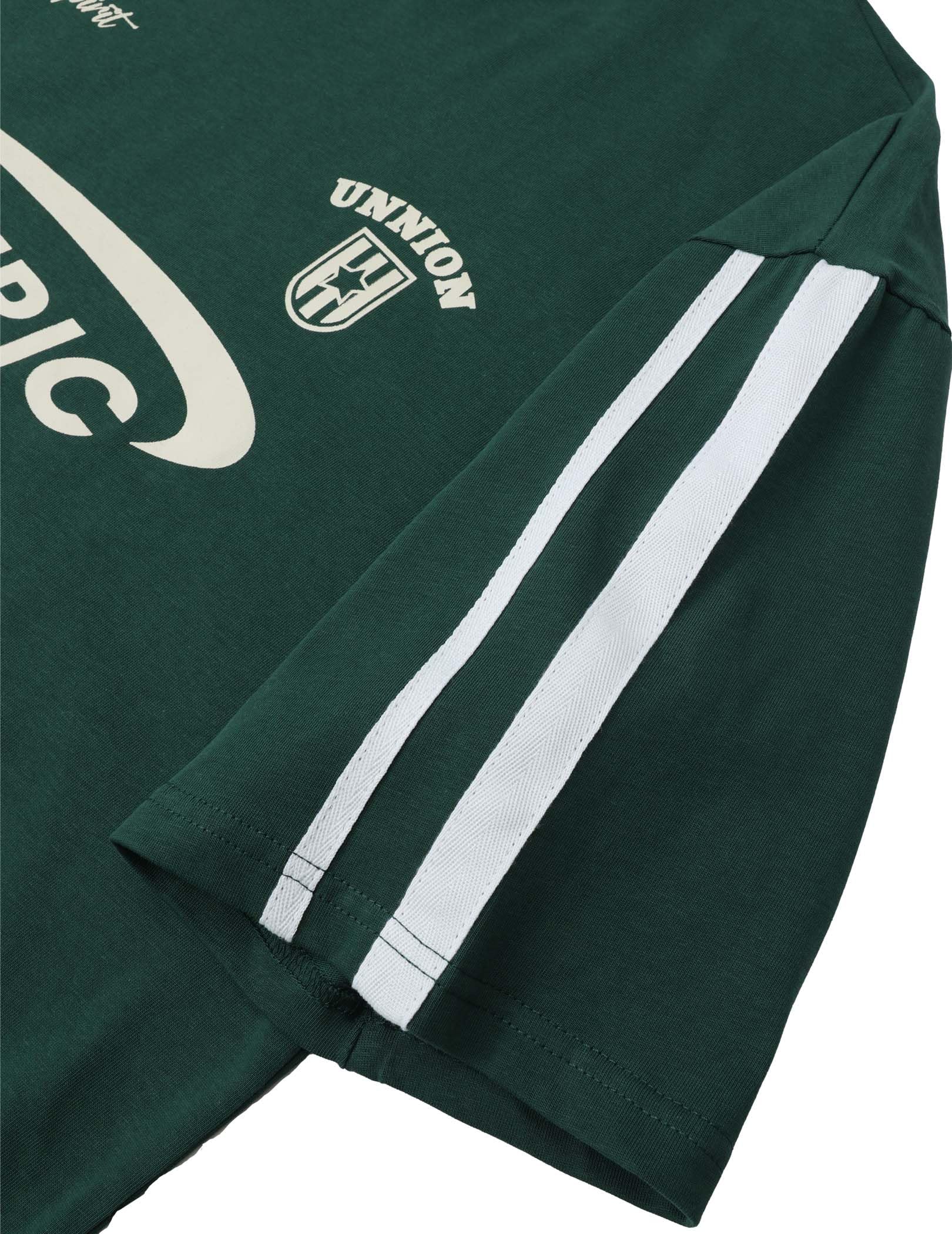 Aelfric Eden Graphic Tees Y2k Women Oversized T Shirts Striped Patchwork Crewneck Unisex Streetwear Tops Green L
