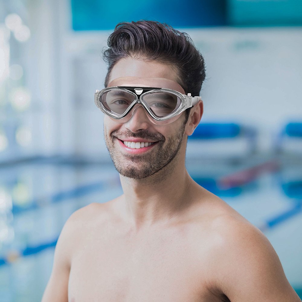 OutdoorMaster Swim Mask - Wide View Swimming Mask & Goggles Anti-fog Waterproof Black