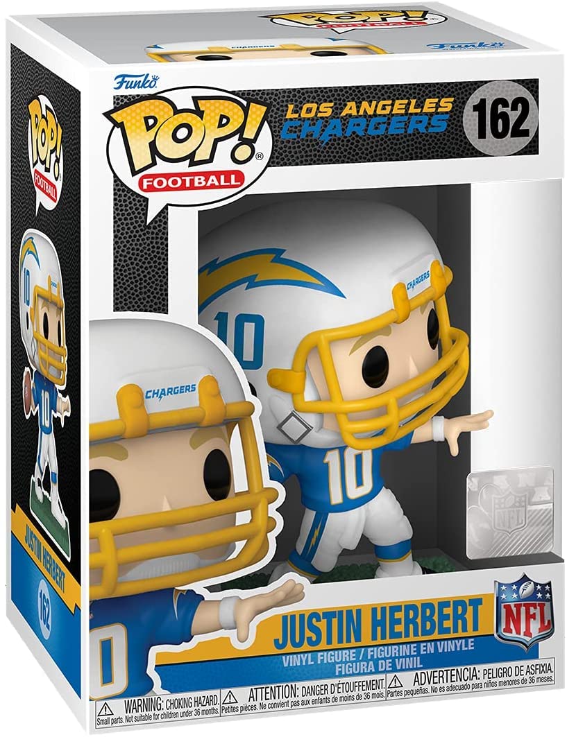 FunK0Protector Pop NFL: Justin Herbert Los Angeles Pop # 162 Vinyl Figure Bundled with EcoTek Pop Protector