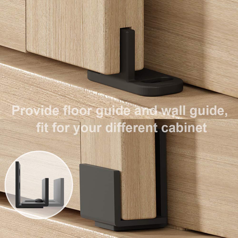 ZEKOO 2.5FT Super Mini Sliding Barn Door Hardware Kit for Single Door Cabinet, Small Barn Door Hardware Track Kit for TV Stand, Cupboards, Storage Cabinets, Wardrobes, J Shape Hanger (No Cabinet)