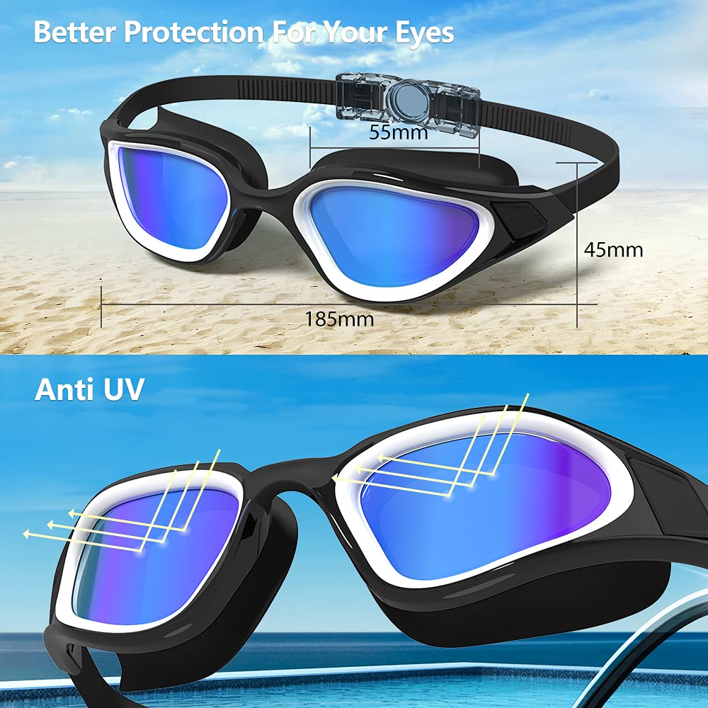 COPOZZ Swim Goggles Men Women, Polarized Swimming Goggles, UV Protection No Leaking Wide Vision
