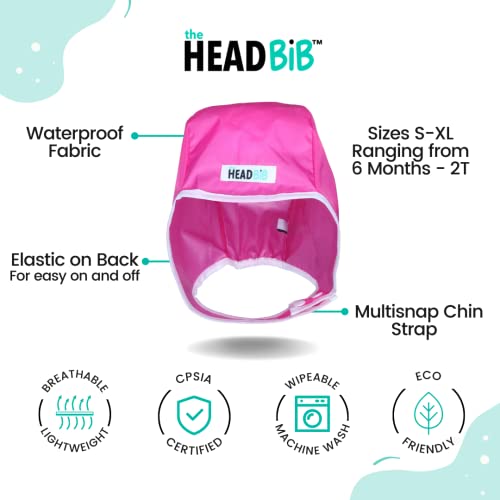 HEADBIB – First Ever Head Bib, Protects Little One’s Hair During Mealtime & Playtime, Waterproof Fabric, For Baby & Toddler (Pink, Large (12-24 Months))