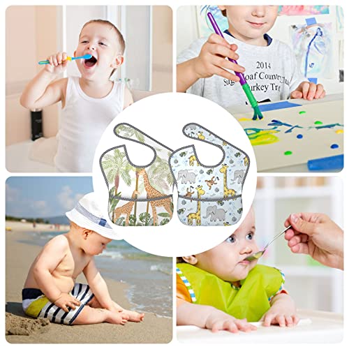 Giraffe Baby Stuff Baby Bibs 2Packs for 6-24 Months Waterproof Washable Fabric (Giraffe)