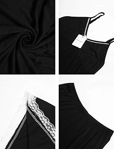 Ekouaer Women Sleepwear Sleeveless Cami Tops and Capris Pants Sexy V Neck Pjs Set Black XL
