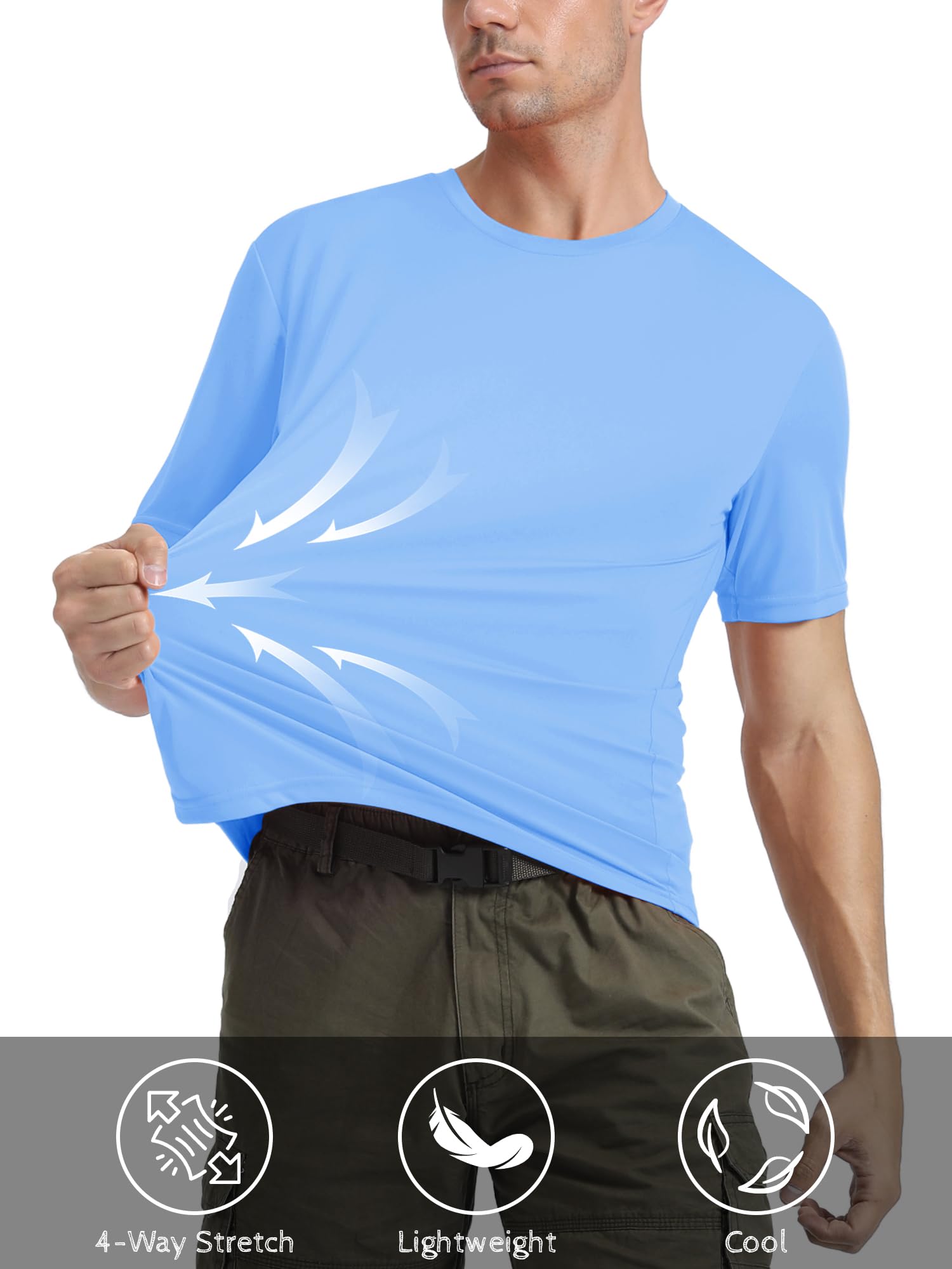 T-Shirts for Men Quick Dry Top Tee Rash Guards Running Shirt Dry Fit Lightweight Sun Shirts Gym Active T-Shirt Sky Blue