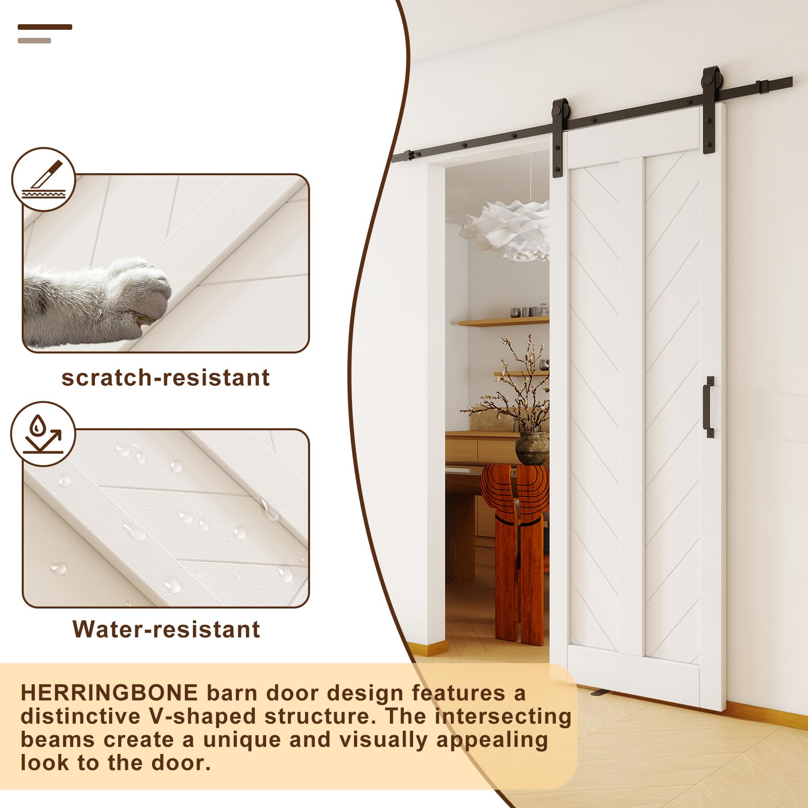 SOLRIG Sliding Barn Door 72"(36" X 2) ×84", Double Pre-drilled Barn Door Slab, Need to Assemble, DIY Unfinished, 2X Barn Doors Hardware Included, V Frame, White