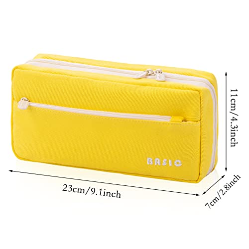 iSuperb Big Capacity Pencil Case Large Pencil Pouch Passport Bag Zipper Stationery Storage Cosmetic Makeup Bag Organizers for Women (Beige)