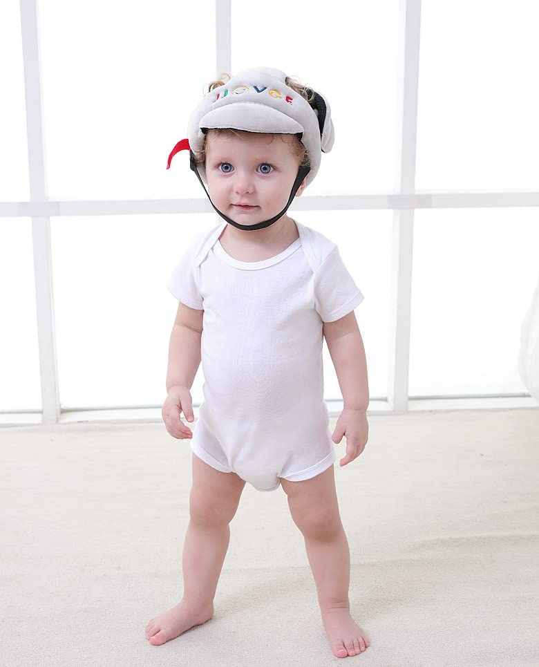 Infant Baby Helmet, Toddler Infant Safety Hat, Soft Adjustable Comfortable Protective Cap When Learning to Crawl Walk Play (Grey) 42-62cm