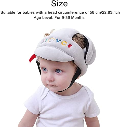 Infant Baby Helmet, Toddler Infant Safety Hat, Soft Adjustable Comfortable Protective Cap When Learning to Crawl Walk Play (Grey) 42-62cm
