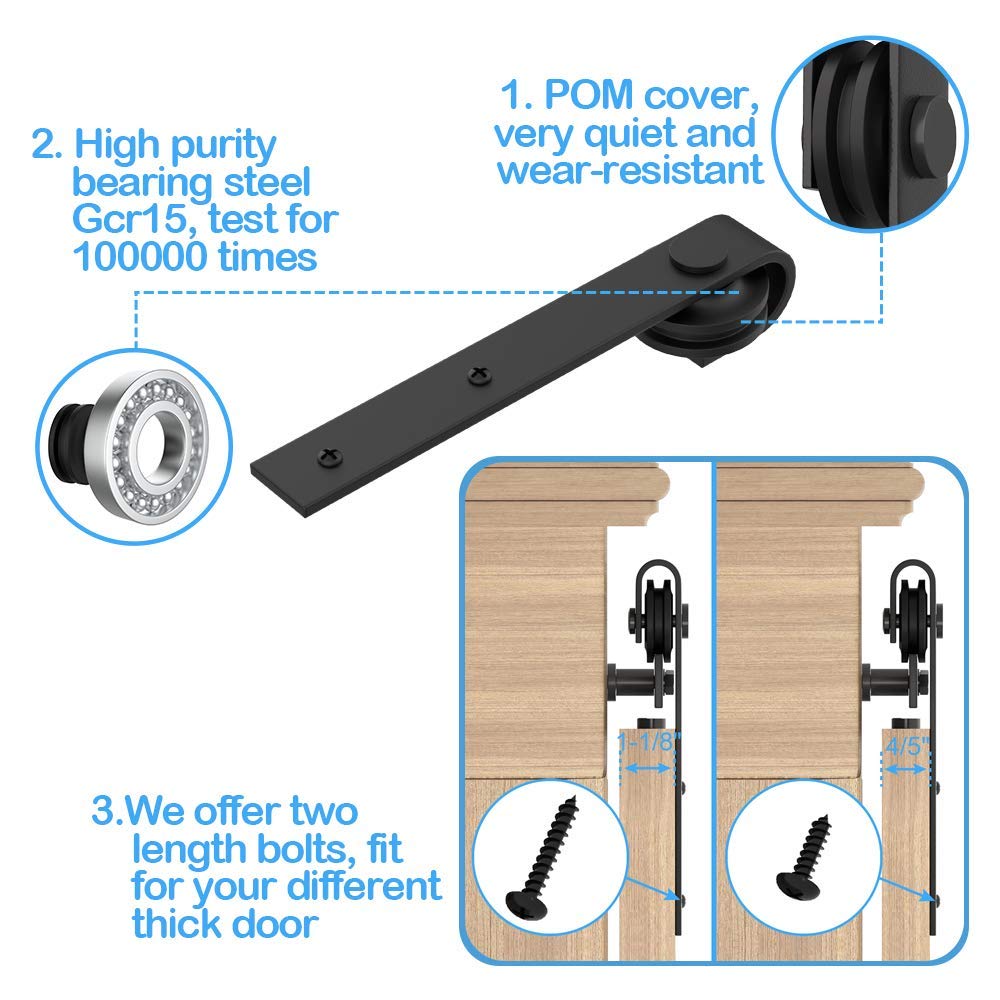 ZEKOO 2.5FT Super Mini Sliding Barn Door Hardware Kit for Single Door Cabinet, Small Barn Door Hardware Track Kit for TV Stand, Cupboards, Storage Cabinets, Wardrobes, J Shape Hanger (No Cabinet)