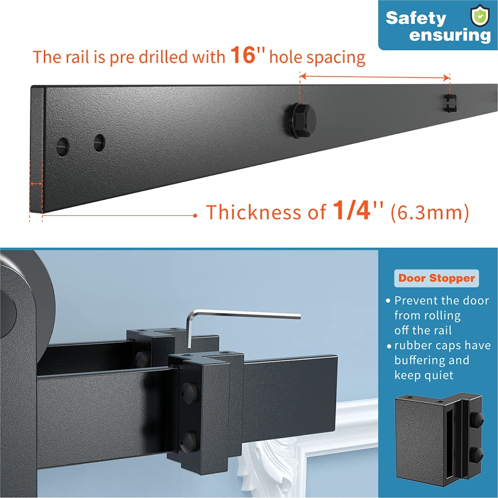 ZEKOO 10 FT Bypass Barn Door Hardware Kit Double Track Low Ceiling Bracket with Metal Hanger for Double Sliding Barn Door (10FT Bypass Kit)