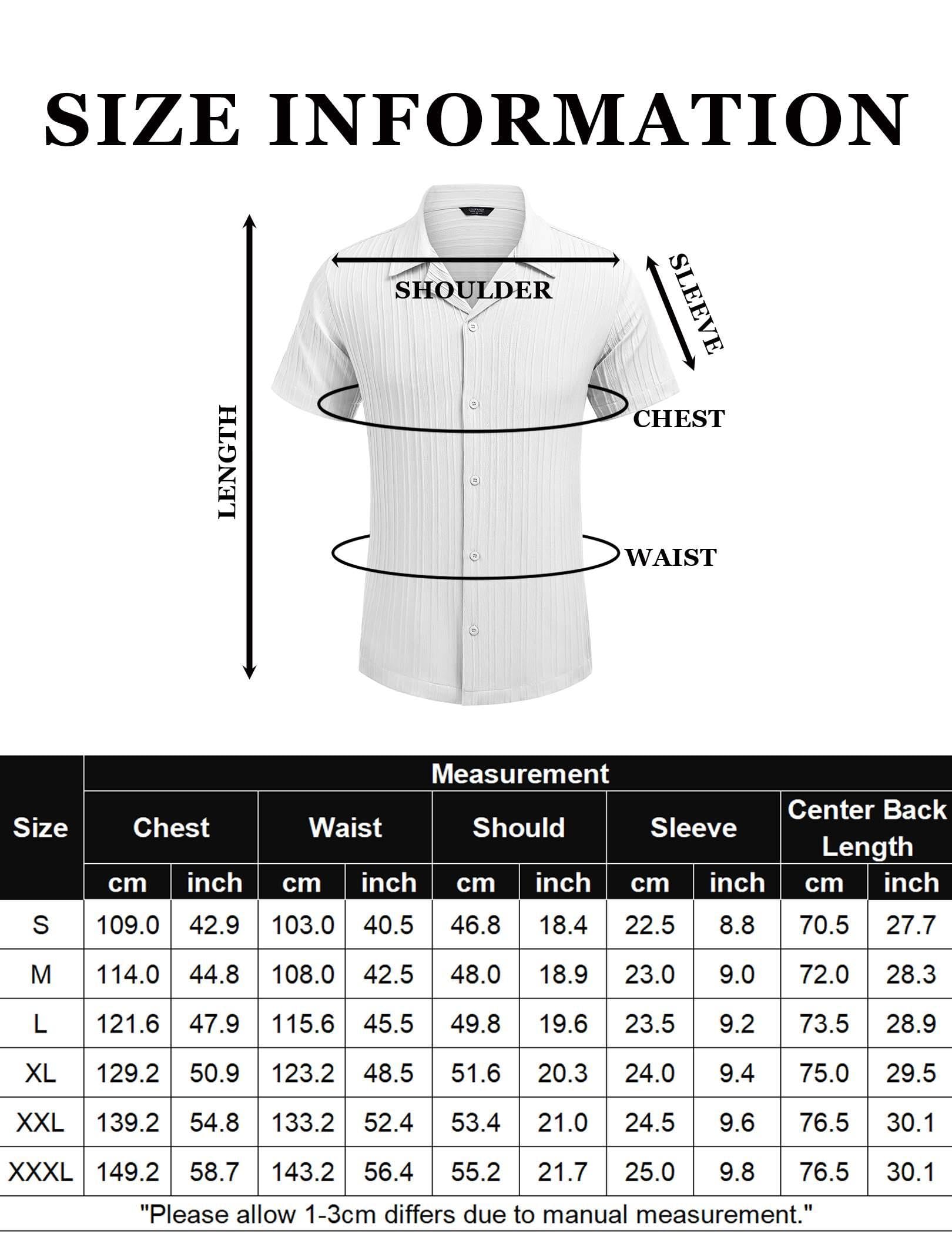 COOFANDY Mens Beach Shirt Short Sleeve Fashion Summer Beach Casual Shirts for Men Regular Fit White - L