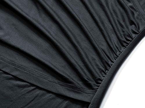 GUBERRY Black Shirts for Women Deep V Neck Short Sleeve Sexy Wrap Top T Shirt