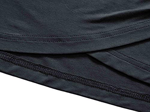GUBERRY Black Shirts for Women Deep V Neck Short Sleeve Sexy Wrap Top T Shirt