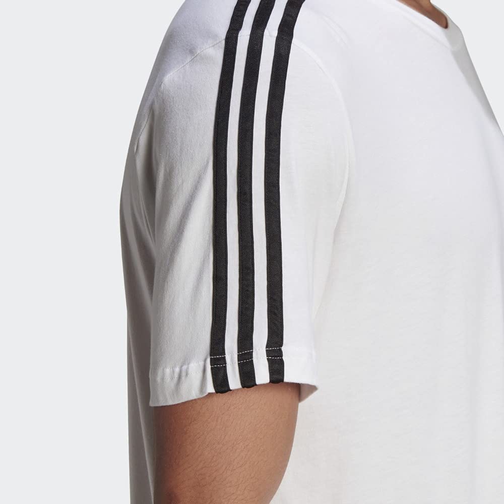 adidas Men's Essentials 3-stripes Tee, White/Black, Small