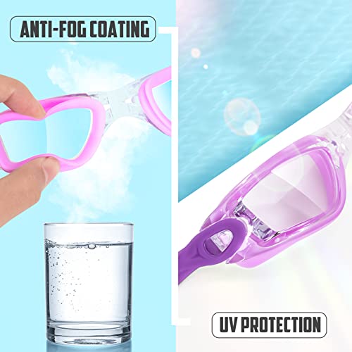 EasYoung Kids Swim Goggles, 2-Pack Swimming Goggles for Child Teens Boys Girls 4-16, Waterproof Swim Pool Goggles