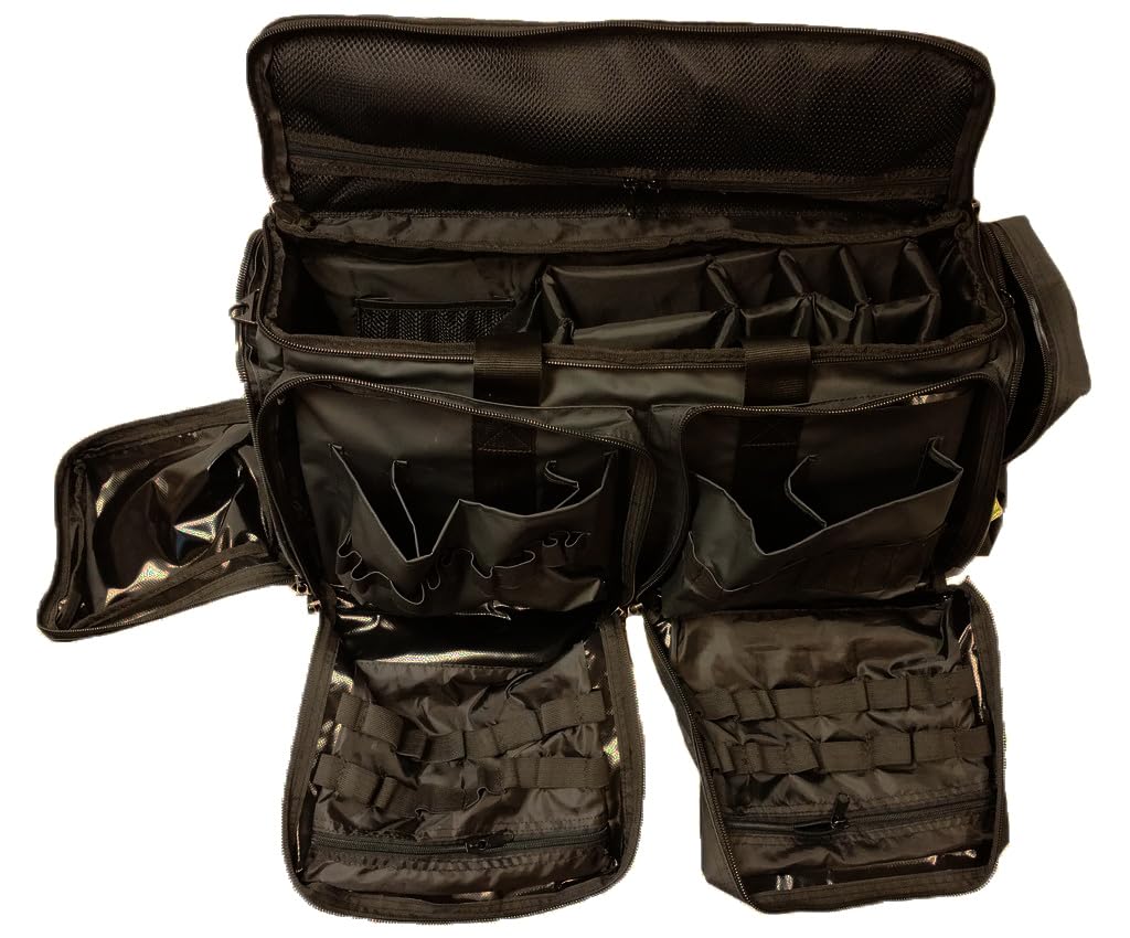 LINE2design EMS Oxygen Bag - Portable Deluxe O2 Supplies with Shoulder Strap - Paramedic Medical Ambulance Gear - Black
