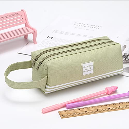 Pencil Case Box for School Office,Durable Pen Carrying Case with Zipper,Lightweight & Spacious Pencil Bag Pouch Box Organizer (Green)