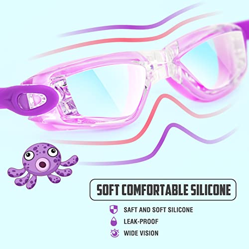 EasYoung Kids Swim Goggles, 2-Pack Swimming Goggles for Child Teens Boys Girls 4-16, Waterproof Swim Pool Goggles