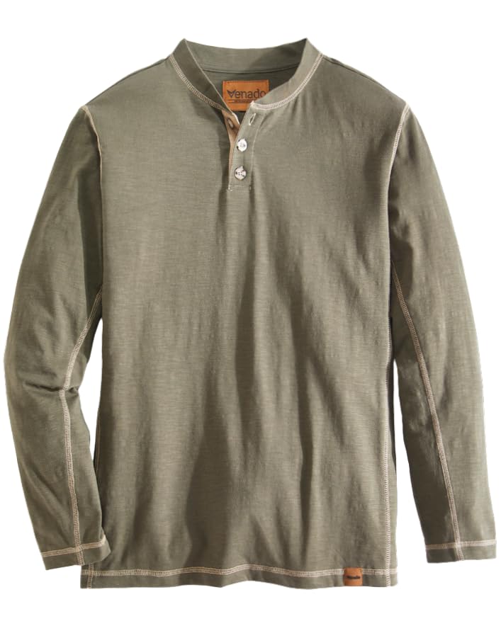 Venado Long Sleeve Shirts for Men ā Flex Henley Shirts for Men Outdoor Wear (X-Large, Army)