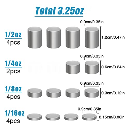 Tungsten Wood Car Weights 3.25oz Cylindrical Tungsten Weights Kit for Pine Race Wood Car, 14 Pieces Incremental Cylinders Weight to Optimize Your Wood Car Speed 4 Sizes