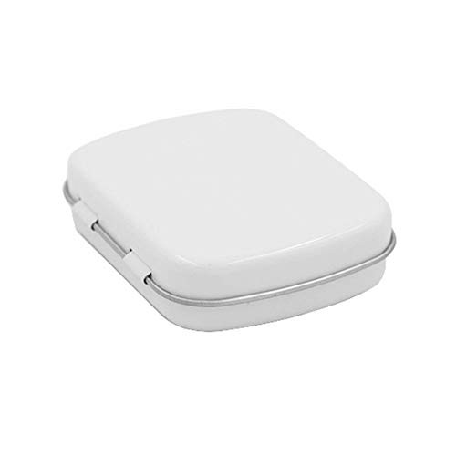 AKOAK 3 Pcs 2.4 x 1.7 x 0.6 Inches Rectangular Empty Hinged Tins Box Containers for First Aid Kit,Survival Kits,Storage,Herbs,Pills,Crafts and More (White)