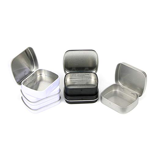 AKOAK 3 Pcs 2.4 x 1.7 x 0.6 Inches Rectangular Empty Hinged Tins Box Containers for First Aid Kit,Survival Kits,Storage,Herbs,Pills,Crafts and More (White)
