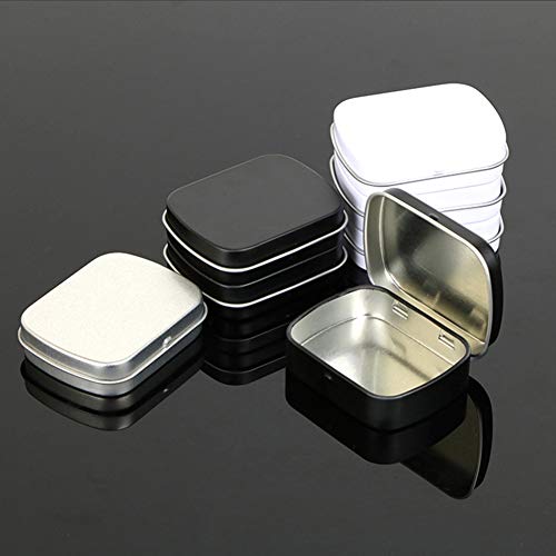 AKOAK 3 Pcs 2.4 x 1.7 x 0.6 Inches Rectangular Empty Hinged Tins Box Containers for First Aid Kit,Survival Kits,Storage,Herbs,Pills,Crafts and More (White)