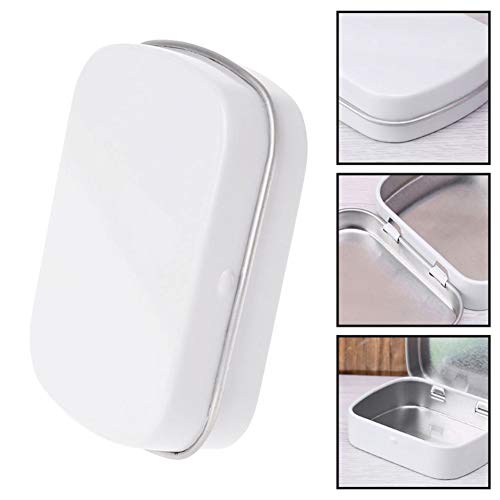 AKOAK 3 Pcs 2.4 x 1.7 x 0.6 Inches Rectangular Empty Hinged Tins Box Containers for First Aid Kit,Survival Kits,Storage,Herbs,Pills,Crafts and More (White)