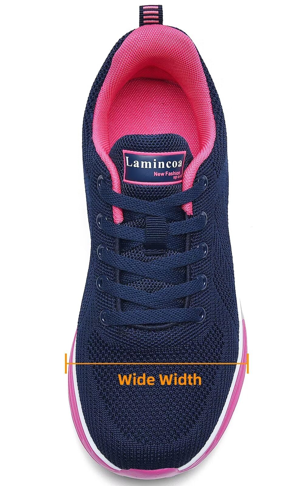 Wide Width Womens Sneakers Air Cushion Running Shoes Walking Tennis Shoes for Women Blue-Rose