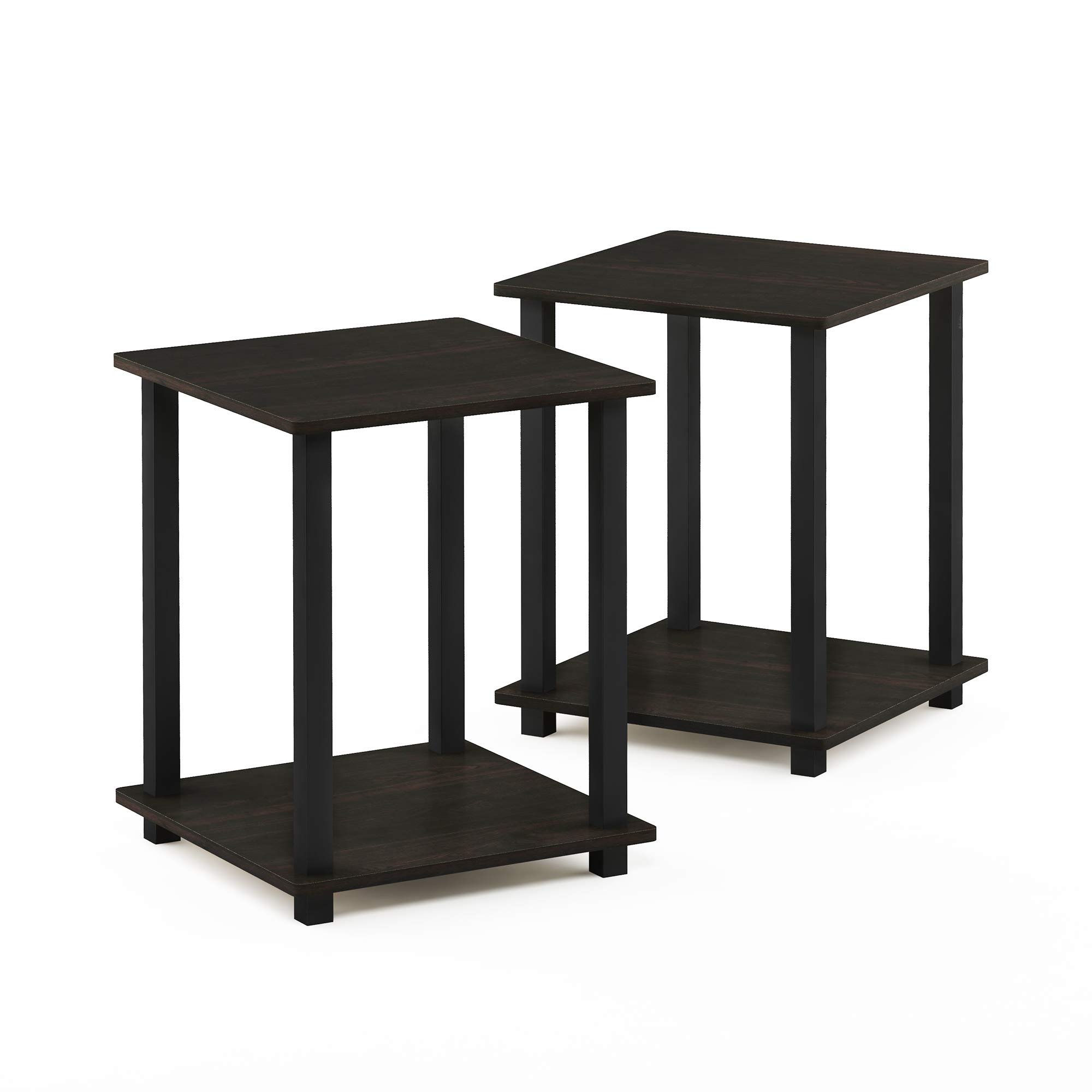 Furinno Turn-S-Tube Wide TV Entertainment Center, Espresso/Black & Simplistic End Table, Espresso/Black
