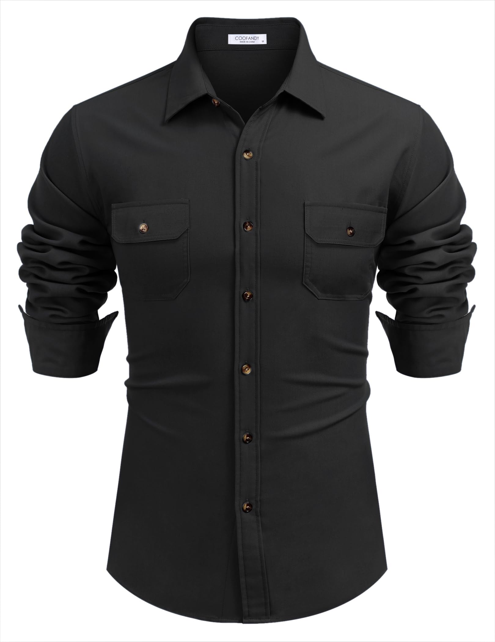 COOFANDY Mens Button Down Overshirt Jacket Casual Long Sleeve Shirts Stretch Dress Shirt